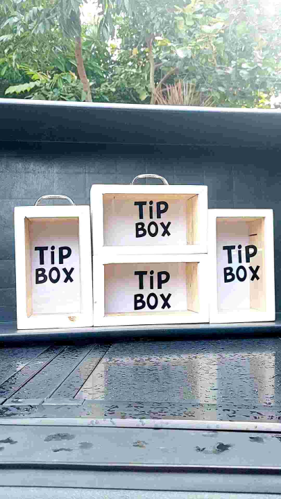 Tip Box made from glass and Wood | Lazada PH