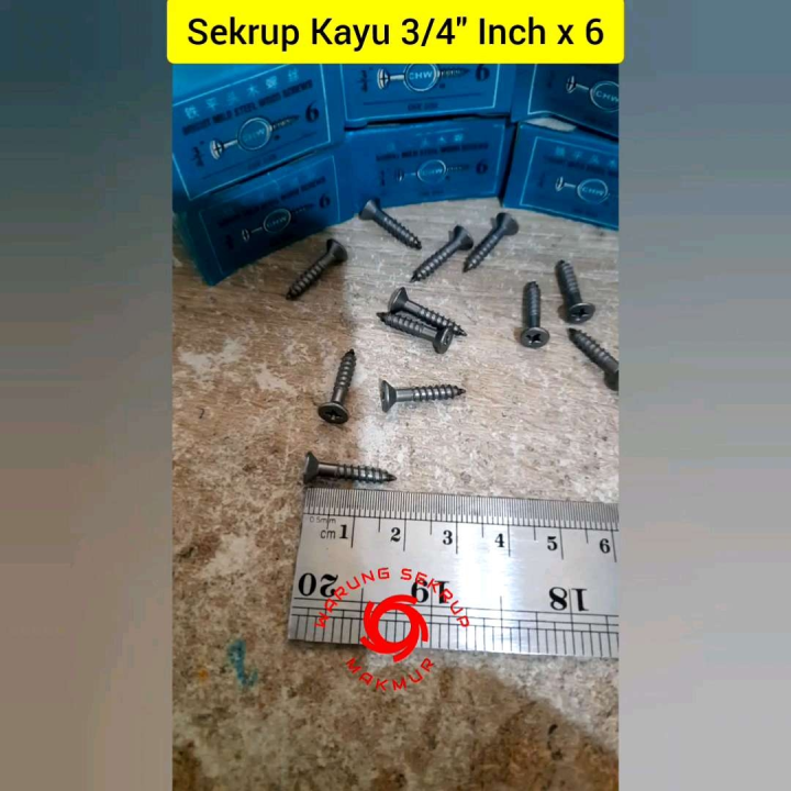 (1 Box) Sekrup Kayu 3/4" Inch x 6 / Wood Screw / Skrup Kayu 2CM ...