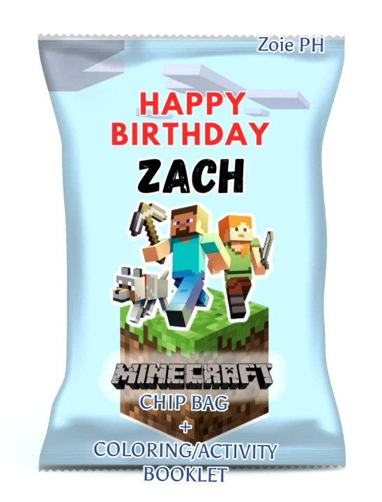 MINECRAFT CHIP BAG/ GOODIE BAG/ GIVE AWAY + MINECRAFT COLORING ACTIVITY ...