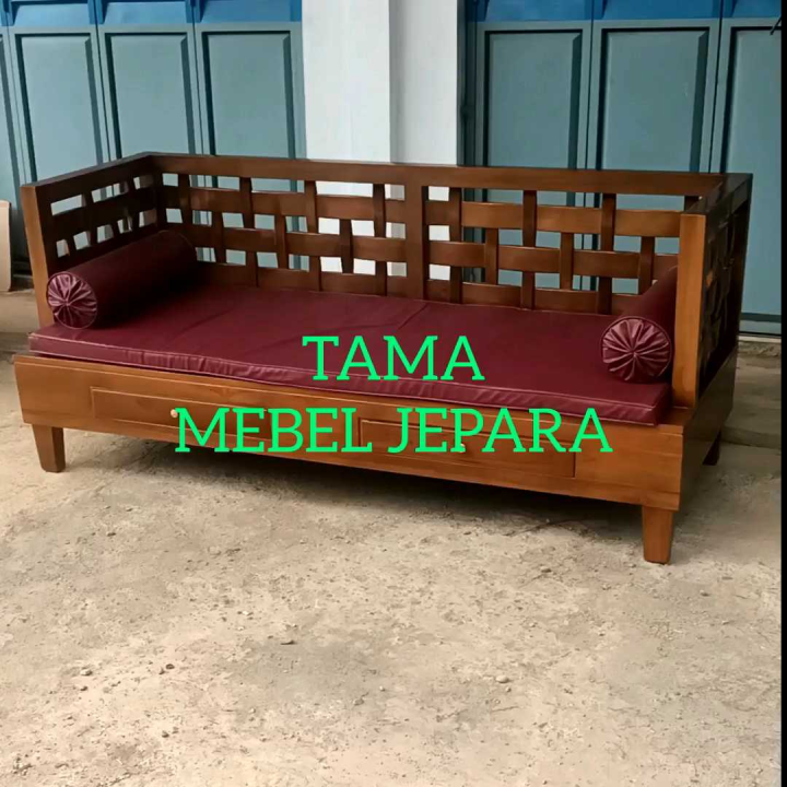 kursi bale bale minimalis model anyaman bahan kayu jati | Lazada Indonesia