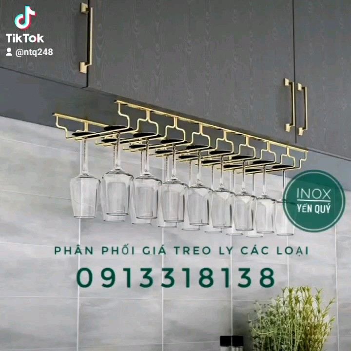 INOX 304 GIÁ TREO LY RƯỢU BẮT TRẦN TỦ INOX 304 MẠ VÀNG CHỊU LỰC CHỊU ...