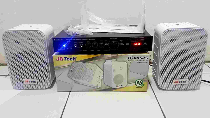 Paket Audio Sound Cafe Kantor Masjid Combo Speaker Amplifier + Bracket - JB Tech Speaker 5,5 ...