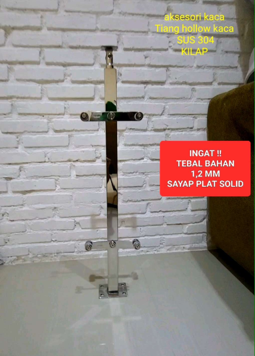 TIANG RAILING TANGGA KACA STAINLESS HOLLOW SUS 304 KILAP | Lazada Indonesia