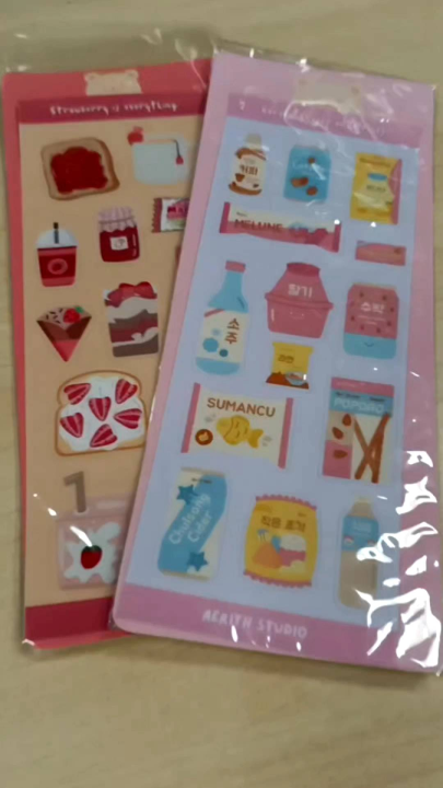 Cute Sticker sheets (Korean snacks and Strawberries) | Lazada PH