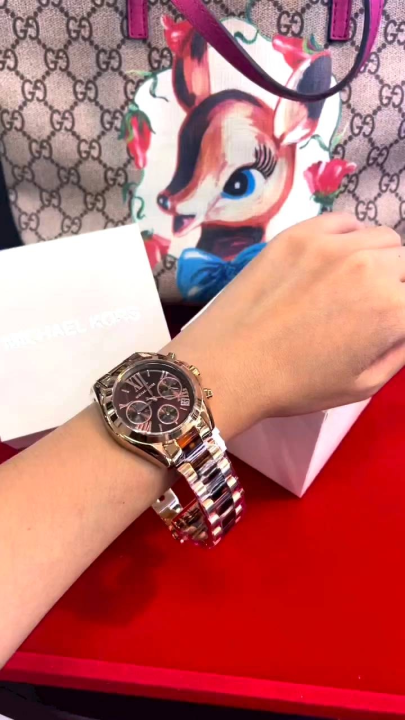 นาฬิกาข้อมือผู้หญิง Michael Kors Bradshaw Chronograph Brown Dial Rose ...
