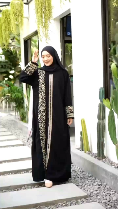 Abaya Arabian Line (Kaligrafi) Gamis Jubah Hitam Arab Turki Turky ...