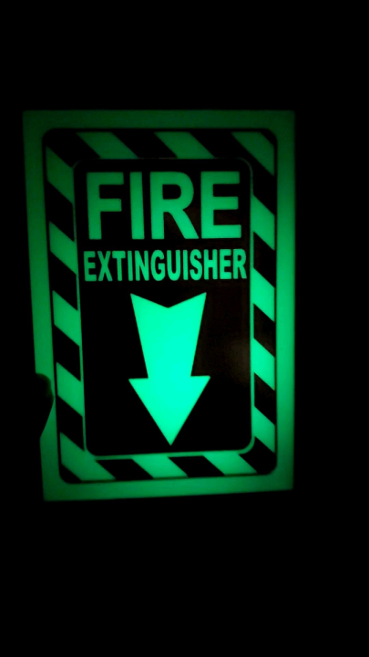 Fire Extinguisher mini Sign Glow in the Dark Luminous Sticker in 3mm ...