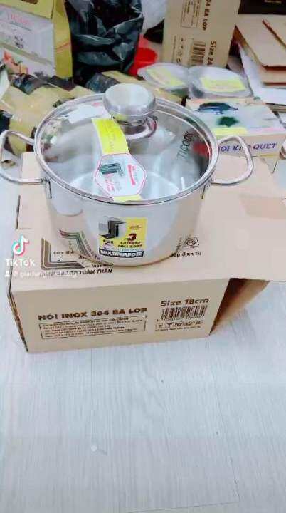 Nồi Inox 304 TICOOK 3 Lớp Nắp Kính- sử dụng mọi loại bếp | Lazada.vn