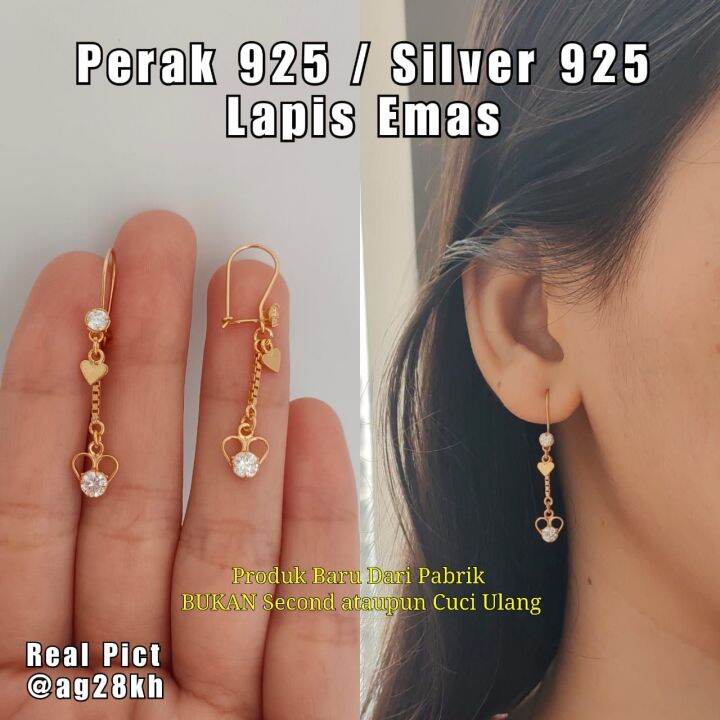 Anting Mas Perak Ada Surat Anting Kait Panjang Lapis Emas Gold Bahan ...