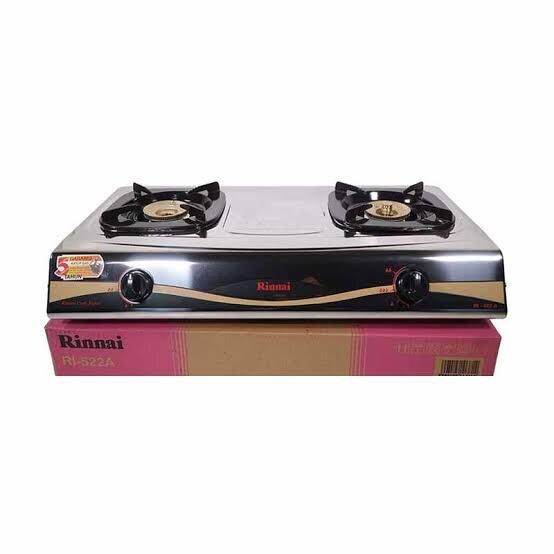 RINNAI KOMPOR GAS RI 522A- 2 TUNGKU STAINLESS STEEL RI 522 A RESMI ...