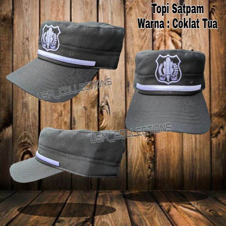 Topi SATPAM / SECURITY model terbaru warna Coklat Tua / Topi model ...