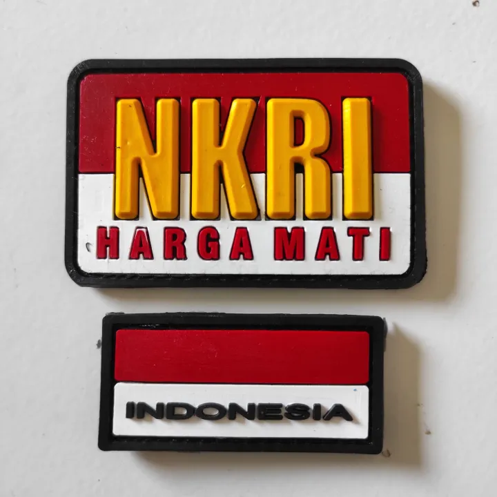 PATCH RUBBER LOGO NKRI HARGA MATI DASAR MERAH PUTIH+BENDERA KECIL ...