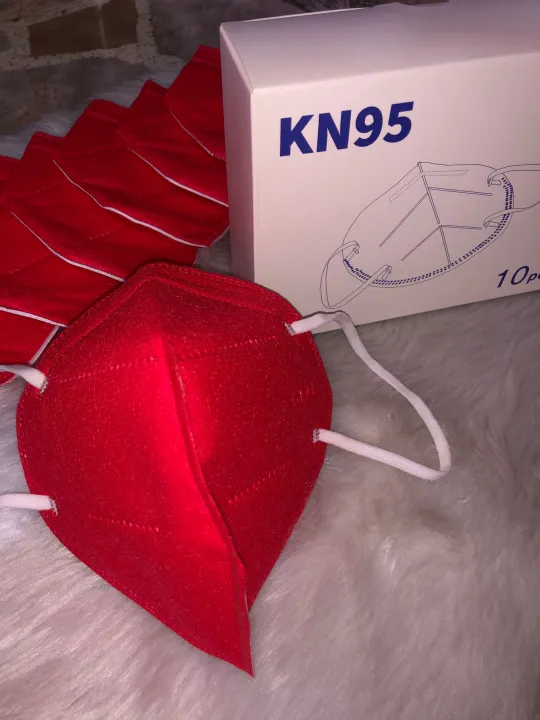 RED KN95 5D 3D KF94 Disposable Non-Woven protective mask 10pcs per box ...