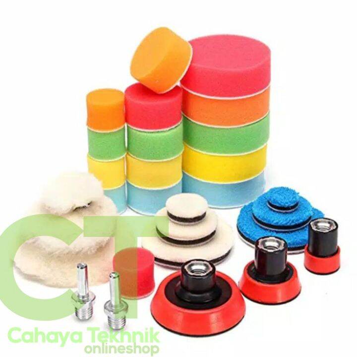 PAKET BUSA ALAT POLES 1 2 3 inchi SPONGE SPON POLISHING WAXING BUFFING ...