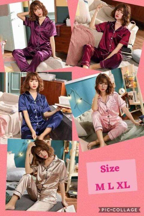 Silk Plain Terno Pajama Sleepwear for Adult | Lazada PH