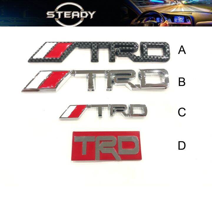 Toyota TRD logo TRD wording emblem chormed red carbon TRD badge | Lazada