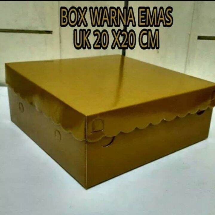 BOX KUE WARNA EMAS Uk. 20x20 CM/DUS KUE/BOX NASI (ISI 10 PCS) | Lazada ...