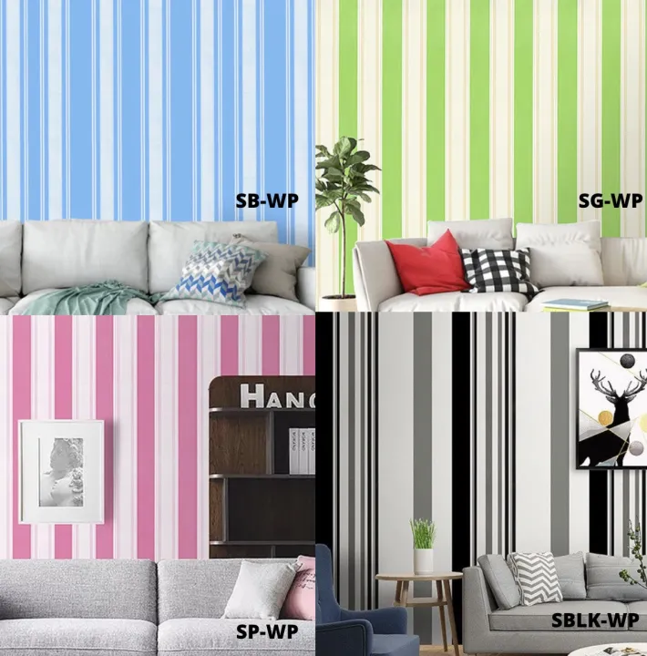 PVC wallpaper Stripes PVC adhesive wall sticker 45cmx10m | Lazada PH