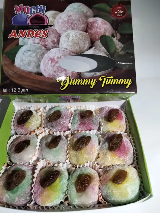 Mochi 12 pcs / moci kismis / mochi rainbow / mochi 5 varian rasa isi 12 ...