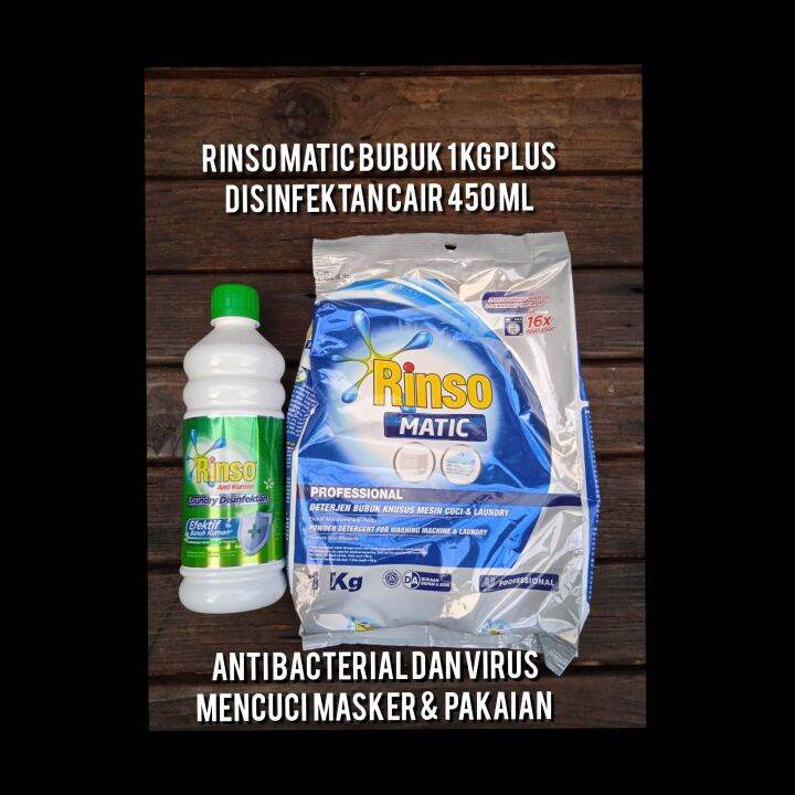 Rinso Bubuk 1 Kg plus Disinfektan 450 ml sabun cuci pakaian dan Masker ...