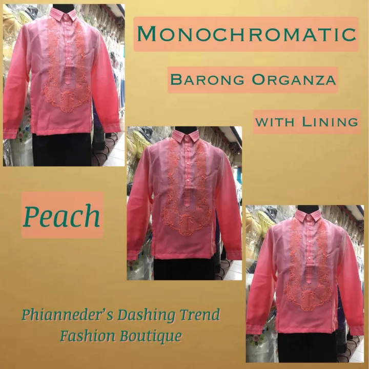 " PEACH " - Monochromatic Barong Organza with Lining | Lazada PH