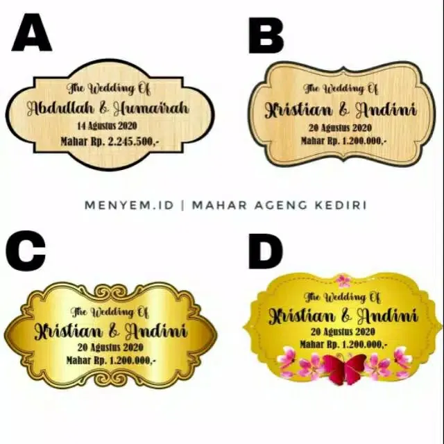 Paket nama pengantin the wedding model 3 + perekat tebal | Lazada Indonesia