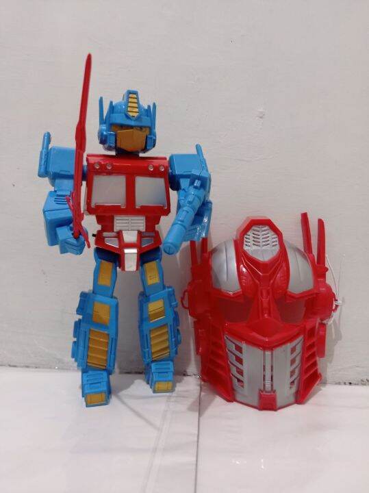 1 pcs mainan robot transformer lengkap dengan senjata dan topeng bisa ...