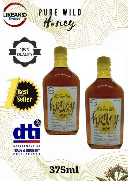 [GLASS] NATURAL 100% PURE WILD HONEY 375ML - Pure Honey Bee | Lazada PH