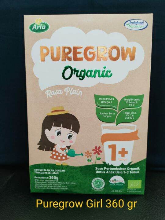 Puregrow Susu Formula Organik 1-3 Tahun 360 gr Girl | Lazada Indonesia