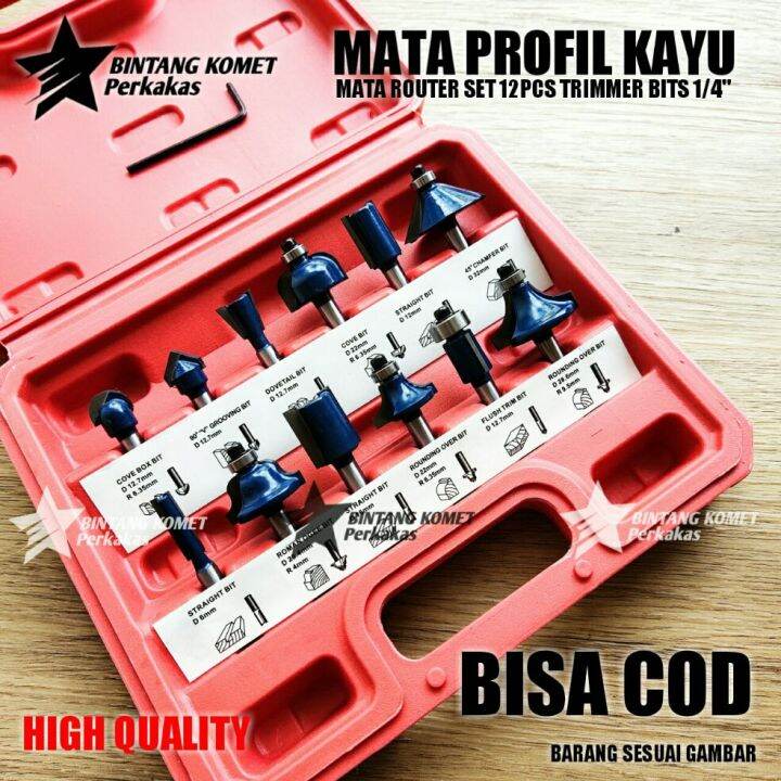 COD. 12 BIJI MATA PROFIL KAYU 1/4 INCH JLD TOOL. MATA MESIN PROFIL KAYU ...