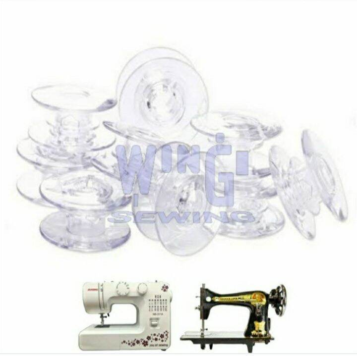Isi 2 Spul Tradisional Plastik Bening Bobbin Mesin Jahit Jadul ...