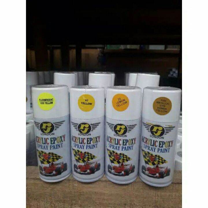 pilok pilox cat semprot Rj kuning yellow mengkilap metalik lemon tua ...