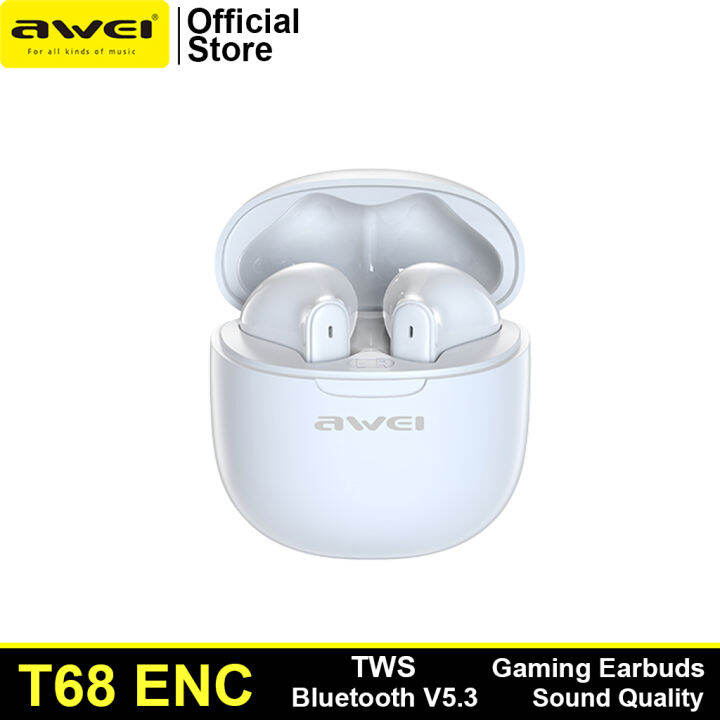 Awei T68 ENC True Wireless Gaming Bluetooth Earphone Noise Reduction ...