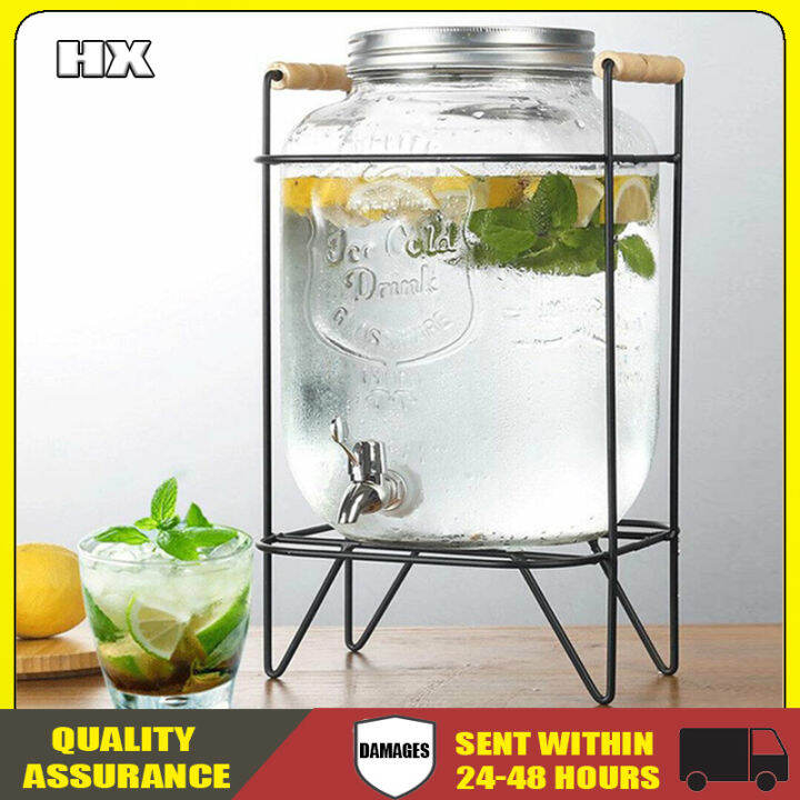 5l juice drink glass jar dispenser with stand and faucet water jug with ...
