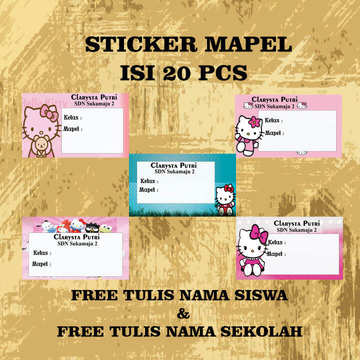 sticker mapel isi 20 series hello kitty, sticker mata pelajaran ...