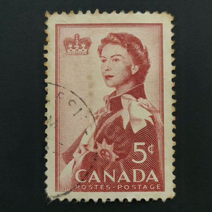 1959 Stamp Canada-Complete Unique Used Stamp-5c Queen Elizabeth II ...