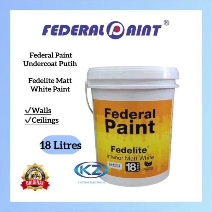 18Litre FEDERAL WHITE PAINT Fedelite Emulsion Interior Matt White白漆 ...