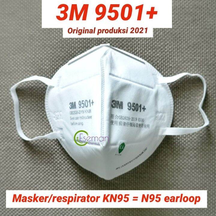 1pc Original 3M 9501+ Masker Respirator KN95 N95 Earloop Filter Satuan ...