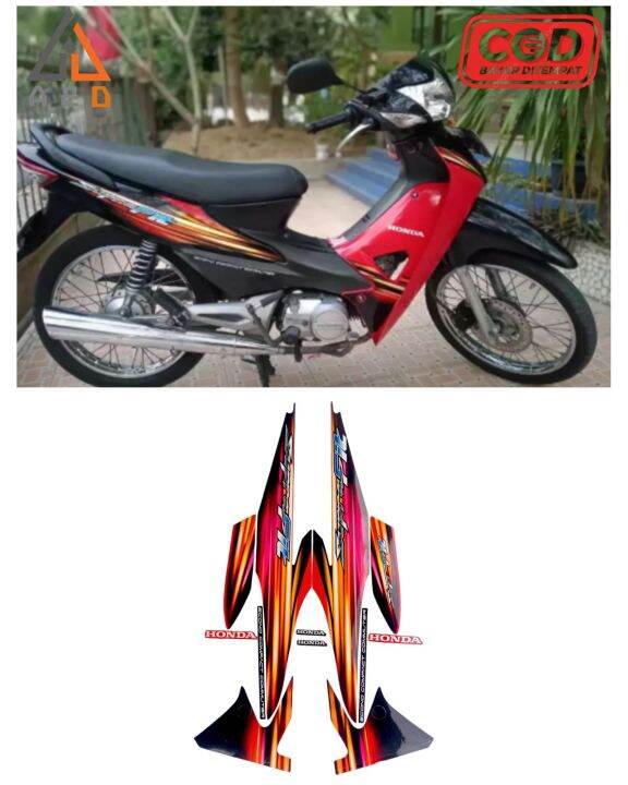 Striping Stiker Lis Les Motor Honda Supra Fit New 2005 2006 Merah Hitam ...