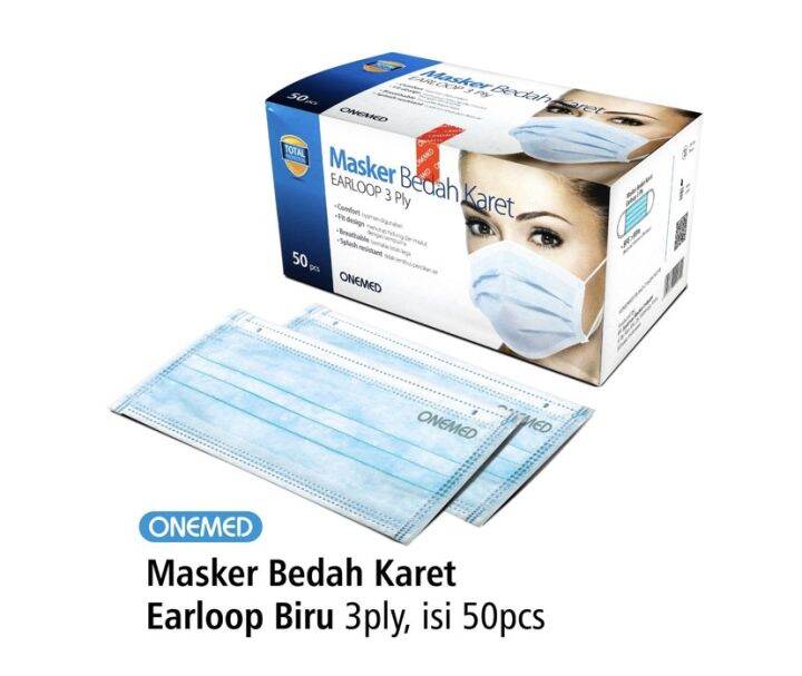 Masker ONEMED EARLOOP medis biru | Lazada Indonesia