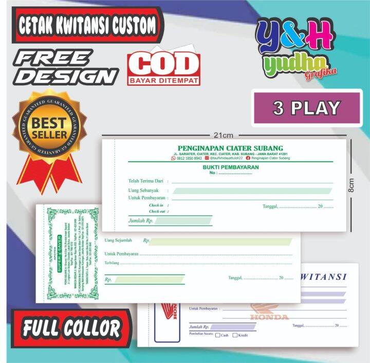 Cetak Kwitansi Costum 3 Ply (MIN 4 BUKU) / Cetak Kwitansi Nama Toko ...