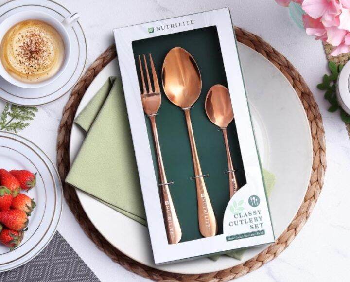 Nutrilite Classy Cutlery Set (Rose Gold Stainless Steel) | Lazada