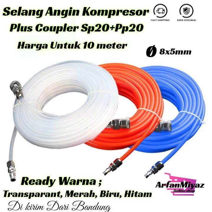 Selang Angin Kompresor 10 Meter Selang Hose Pu PolyUrethane Pneumatic ...