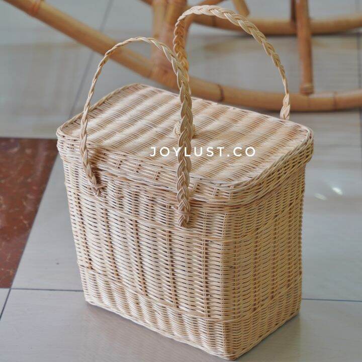 Bakul susu bertutup rotan nursery basket parent picnic basket | Lazada