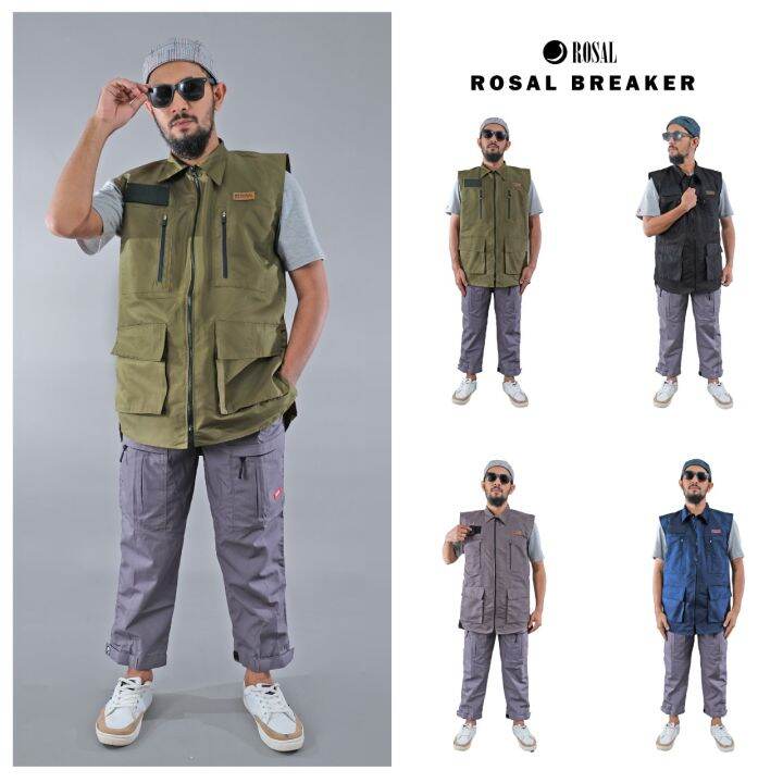 Rompi breaker lapangan pria dewasa outdoor/rompi cargo taktical/rompi ...