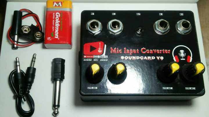 Mic converter soundcard v8 output bisa ke condenser dan dynamic (mic ...