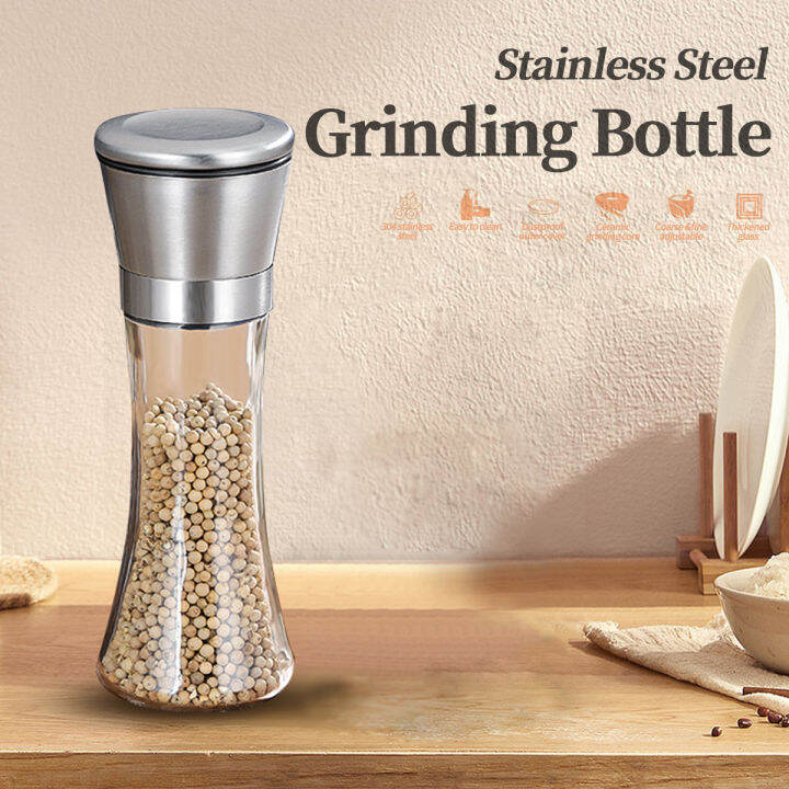 200ML Salt and Pepper Grinder with Adjustable Coarseness, Refillable ...