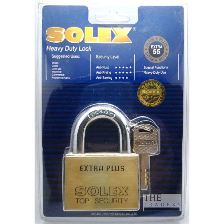 Solex Extra Plus Heavy Duty Brass Padlock - 55mm | Lazada