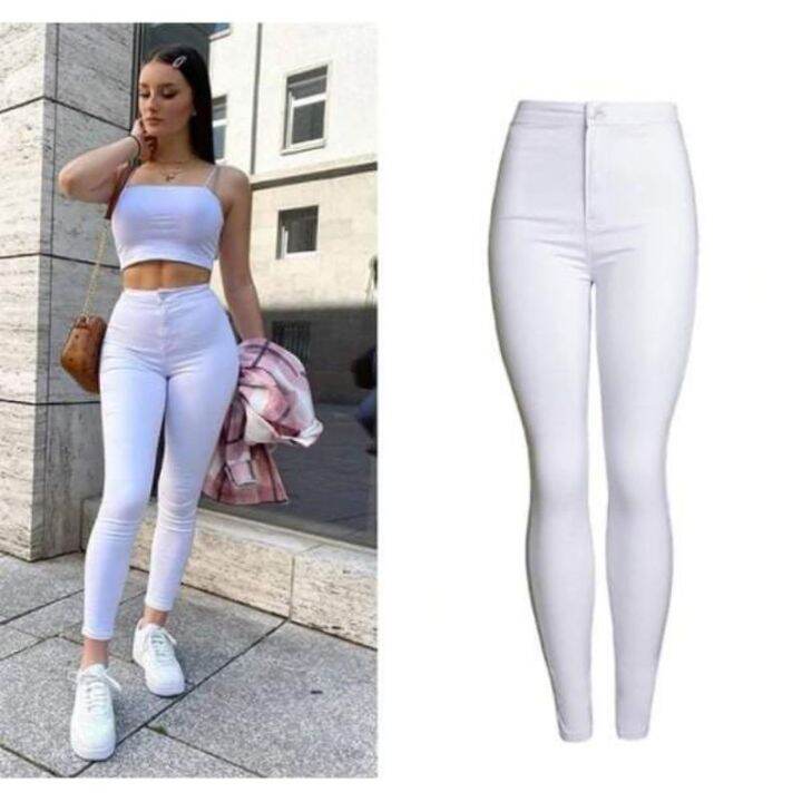 TRENDY HIGH WAIST WHITE PANTS FOR WOMEN | Lazada PH