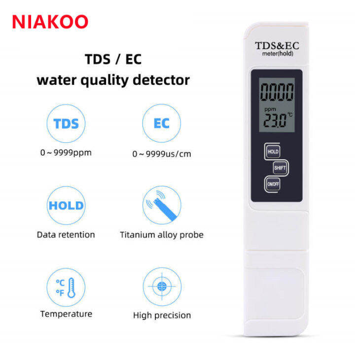 Portable 3 in 1 LCD Digital TDS EC PPM Water Quality Meter Tester Pen ...